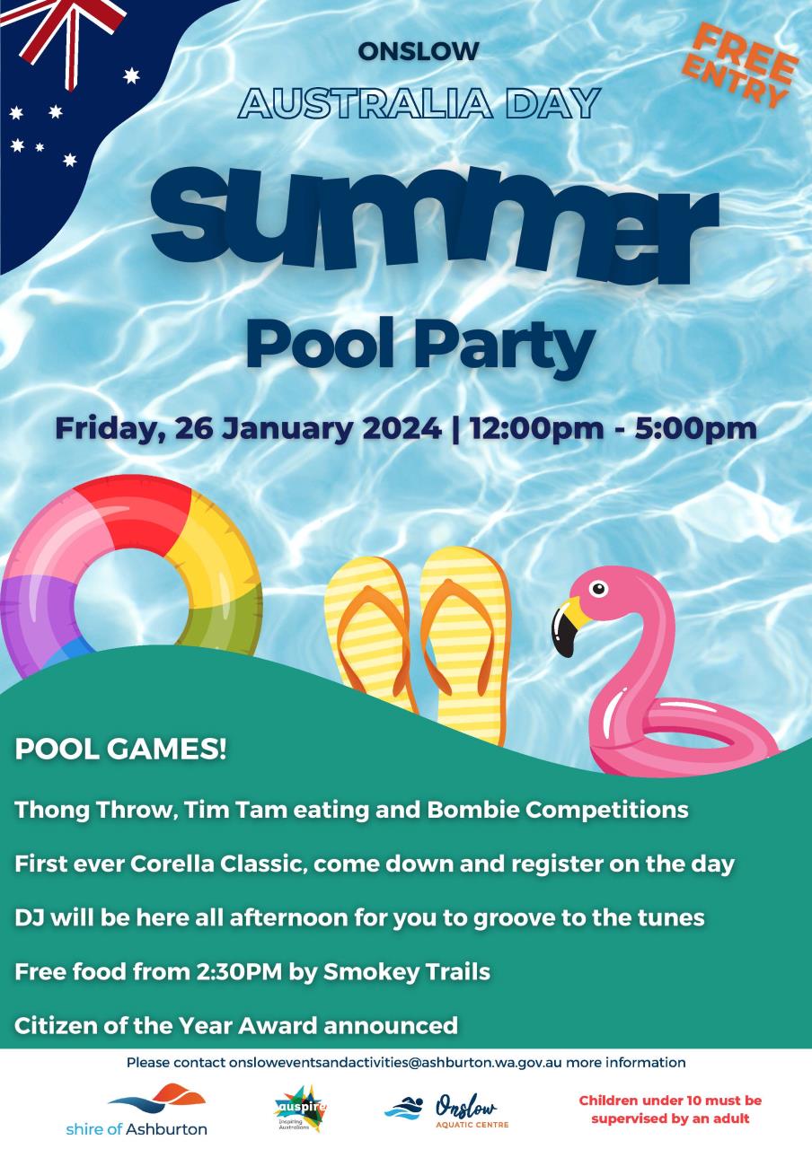 Australia Day Summer Pool Party - Onslow » Shire of Ashburton