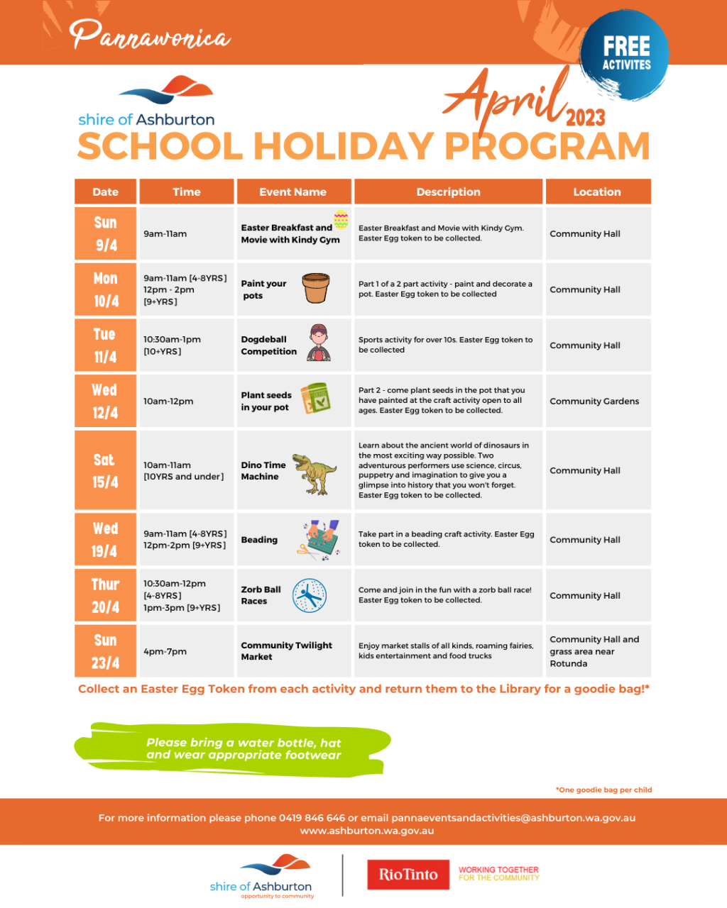 2023 April School Holiday Program - All towns » Shire of Ashburton