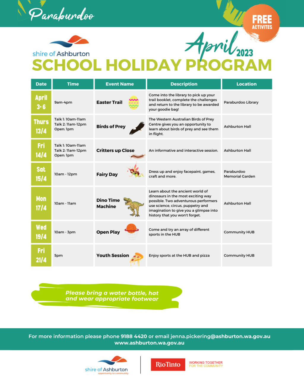 2023 April School Holiday Program - All towns » Shire of Ashburton